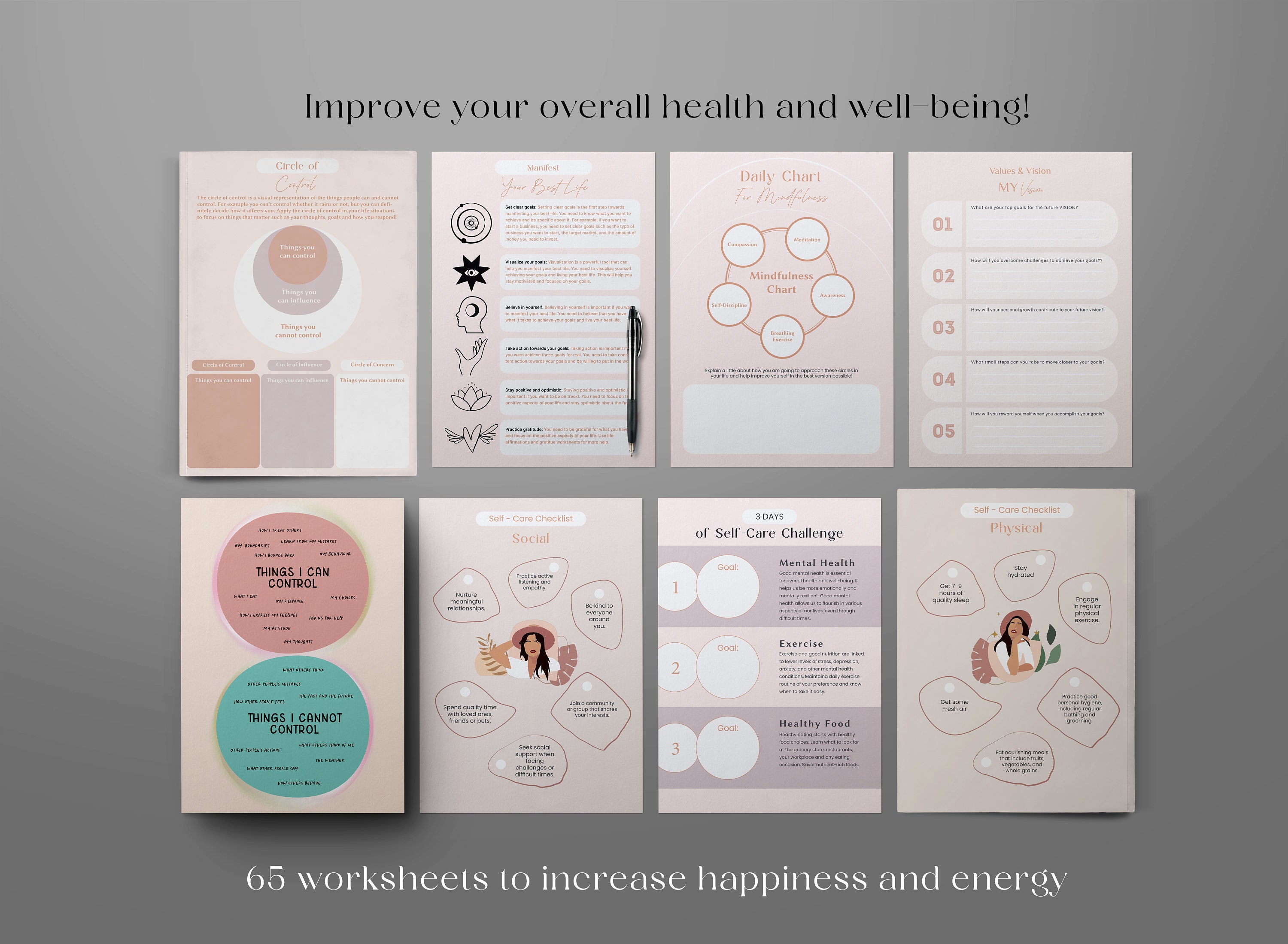 Self Care Package for Her Mental Health Worksheets Care Package for Her ...