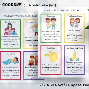 Conflict Resolution Flashcards for Kids, School Counselor, School ...