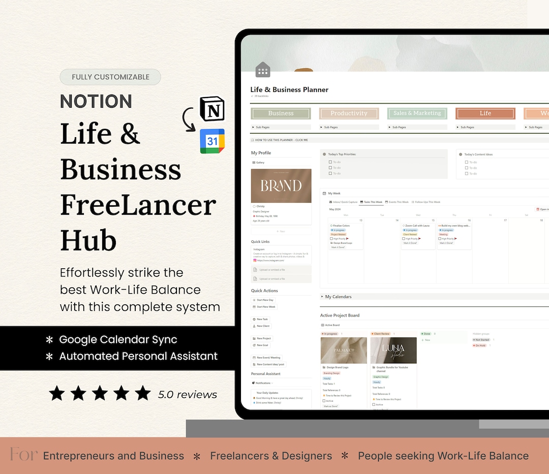Notion Business & Life Planner Notion Freelance Template Notion ...