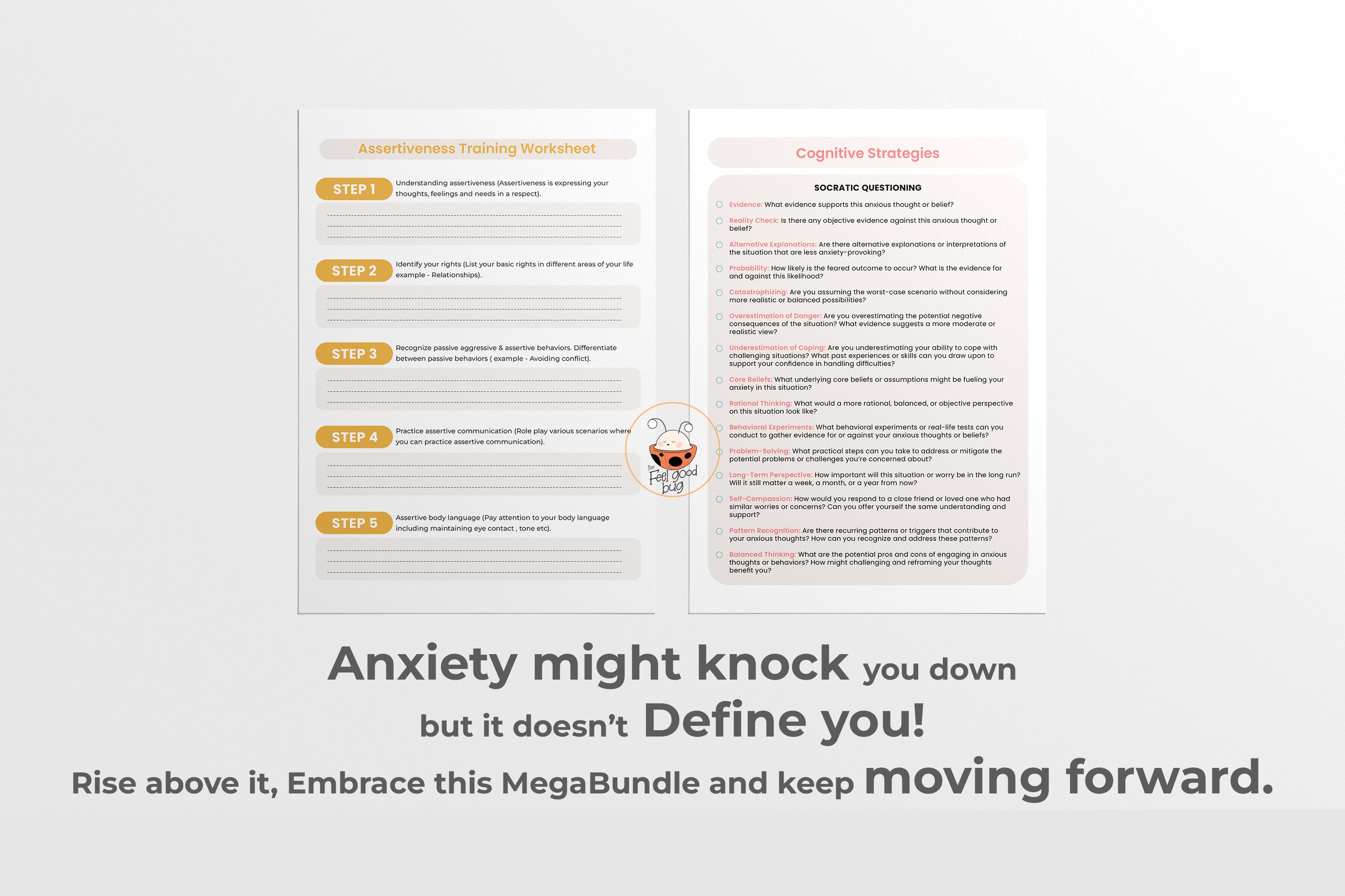 Anxiety Mega Bundle CBT Therapy Worksheets Anxiety Symptom Tracker ...