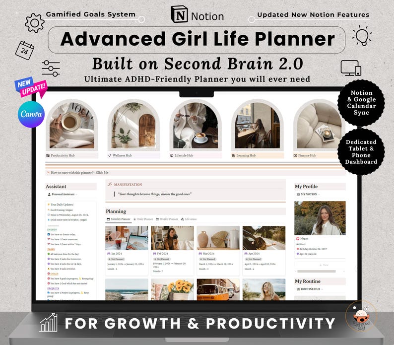 Notion Advanced Life Planner All in One Notion Template ADHD Adult Planner Notion That Girl ...