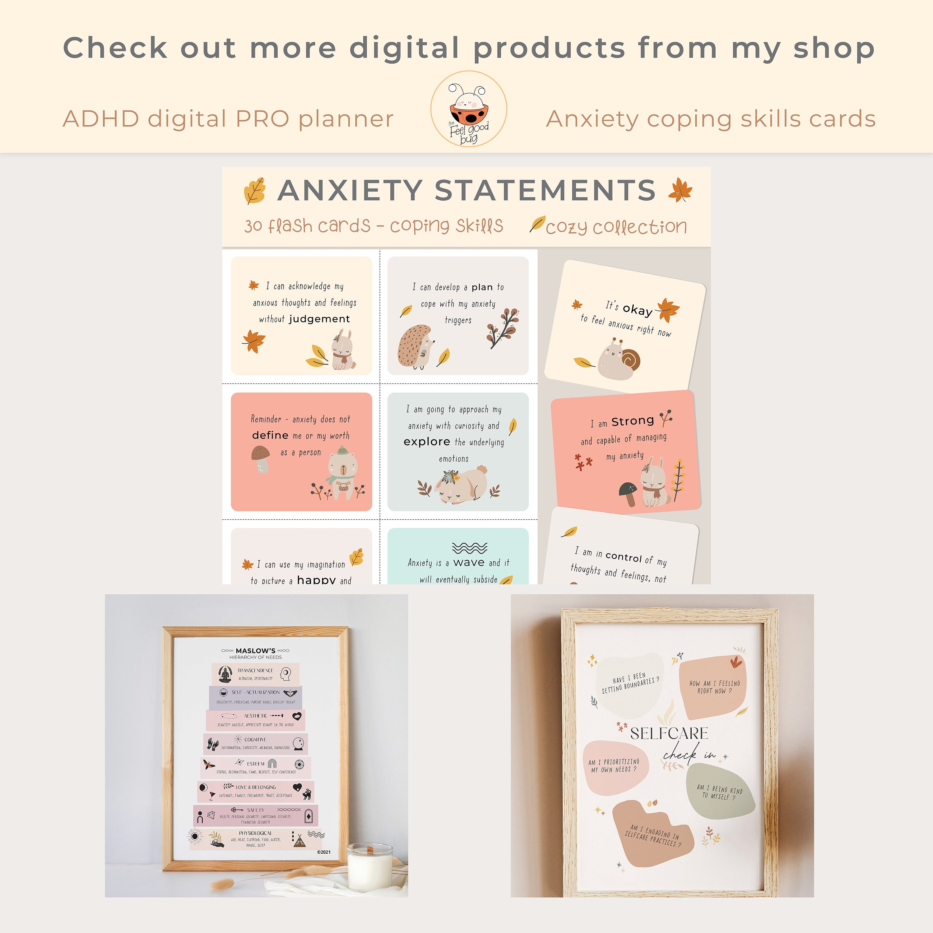 Anxiety Coping Cards Kids Mindful Breathing Exercise Kids Calming Down ...