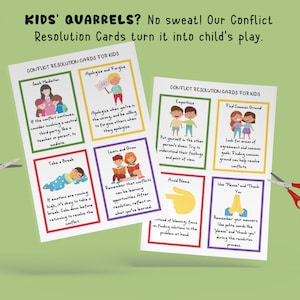Conflict Resolution Flashcards for Kids, School Counselor, School ...