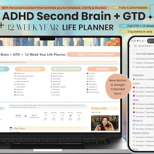 ADHD Notion Template Second Brain Notion Dashboard ADHD All in One Aesthetic Notion Planner ...