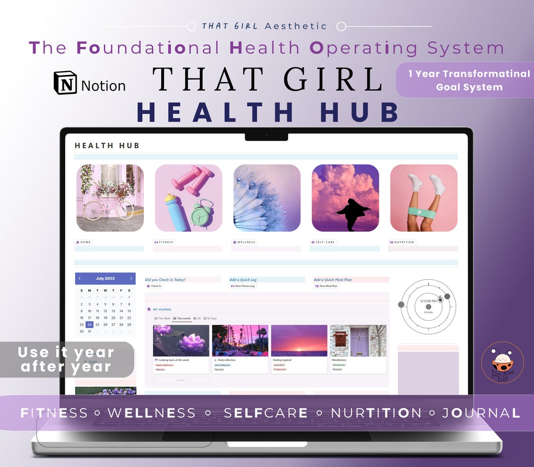 Wellness Notion Template, Fitness Planner, Health Dashboard & Self-care ...