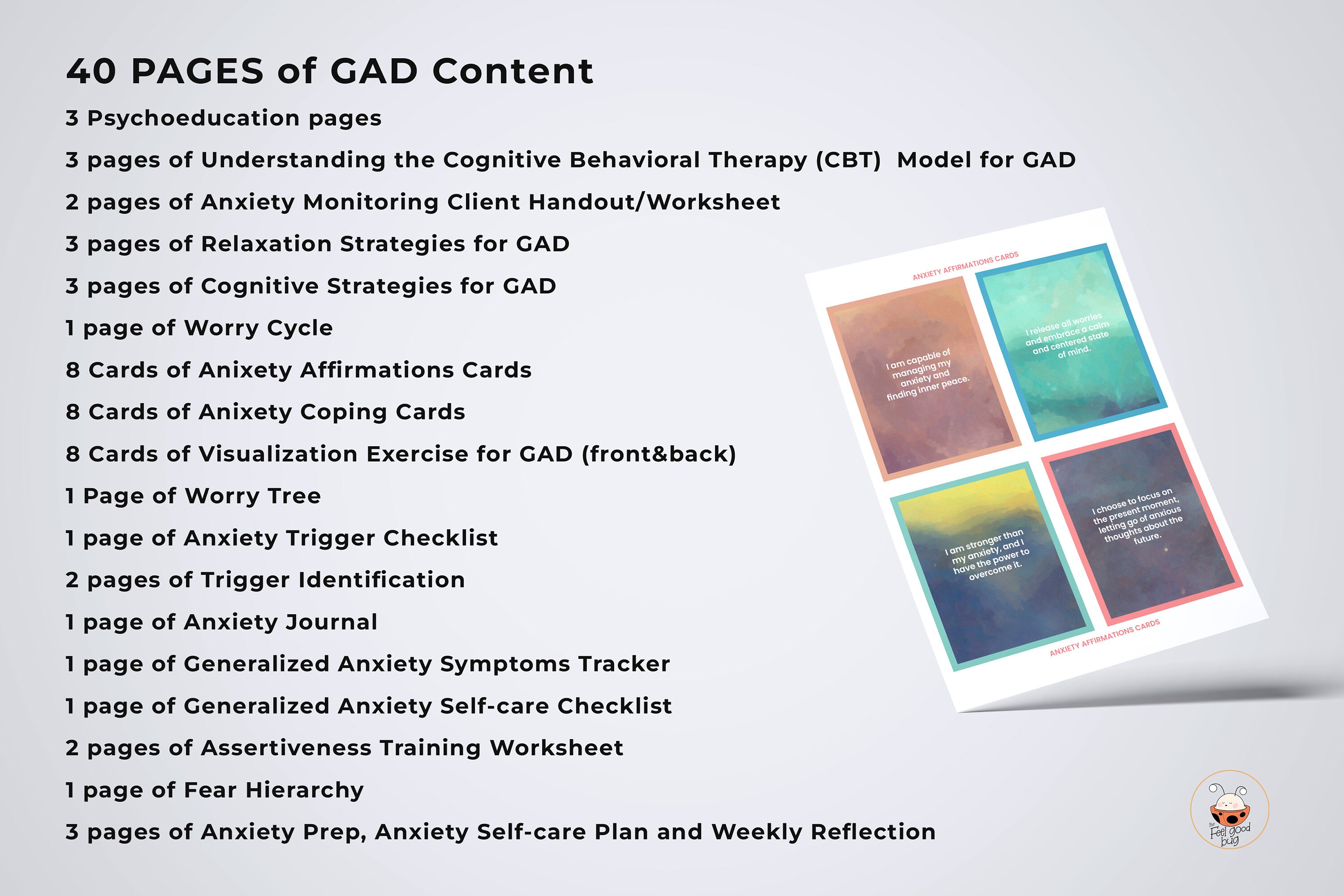 Anxiety Mega Bundle CBT Therapy Worksheets Anxiety Symptom Tracker ...