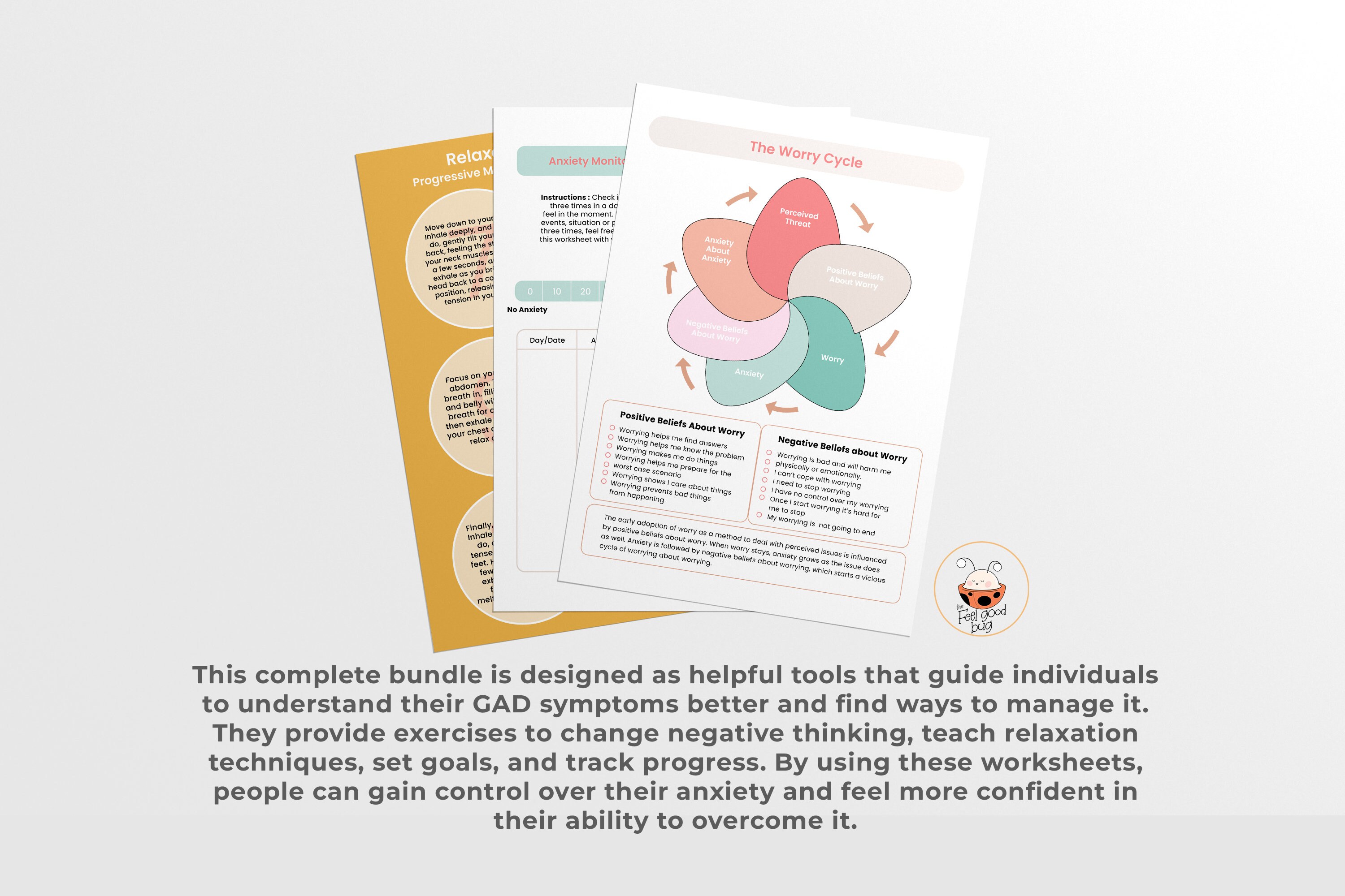 Anxiety Mega Bundle CBT Therapy Worksheets Anxiety Symptom Tracker ...