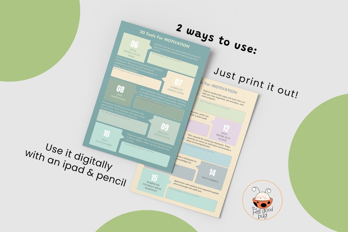 Motivation Hacks Printable Pdf Tools Motivation Worksheets for Mental ...