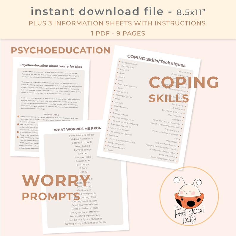 Anxiety Coping Cards Kids Mindful Breathing Exercise Kids Calming Down ...