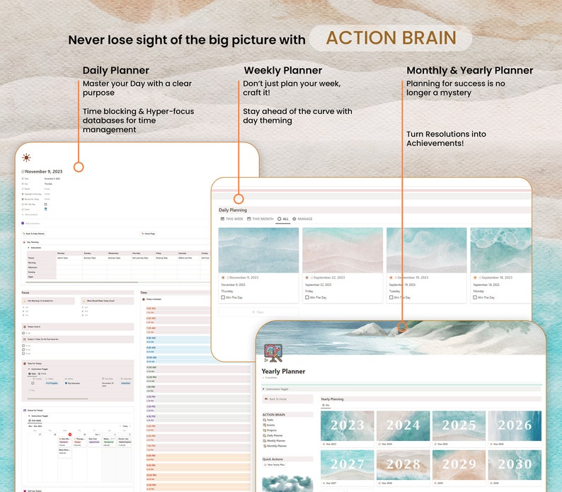 ADHD Notion Template Second Brain Notion Dashboard ADHD All in One Aesthetic Notion Planner ...