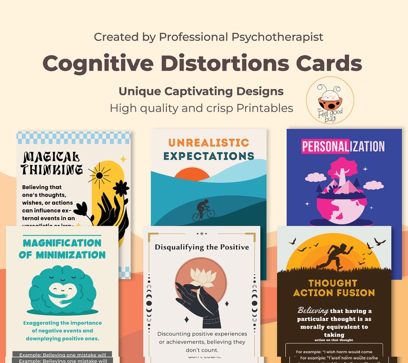 Thinking Error Flash Cards Cognitive Distortion Cards CBT Thinking ...