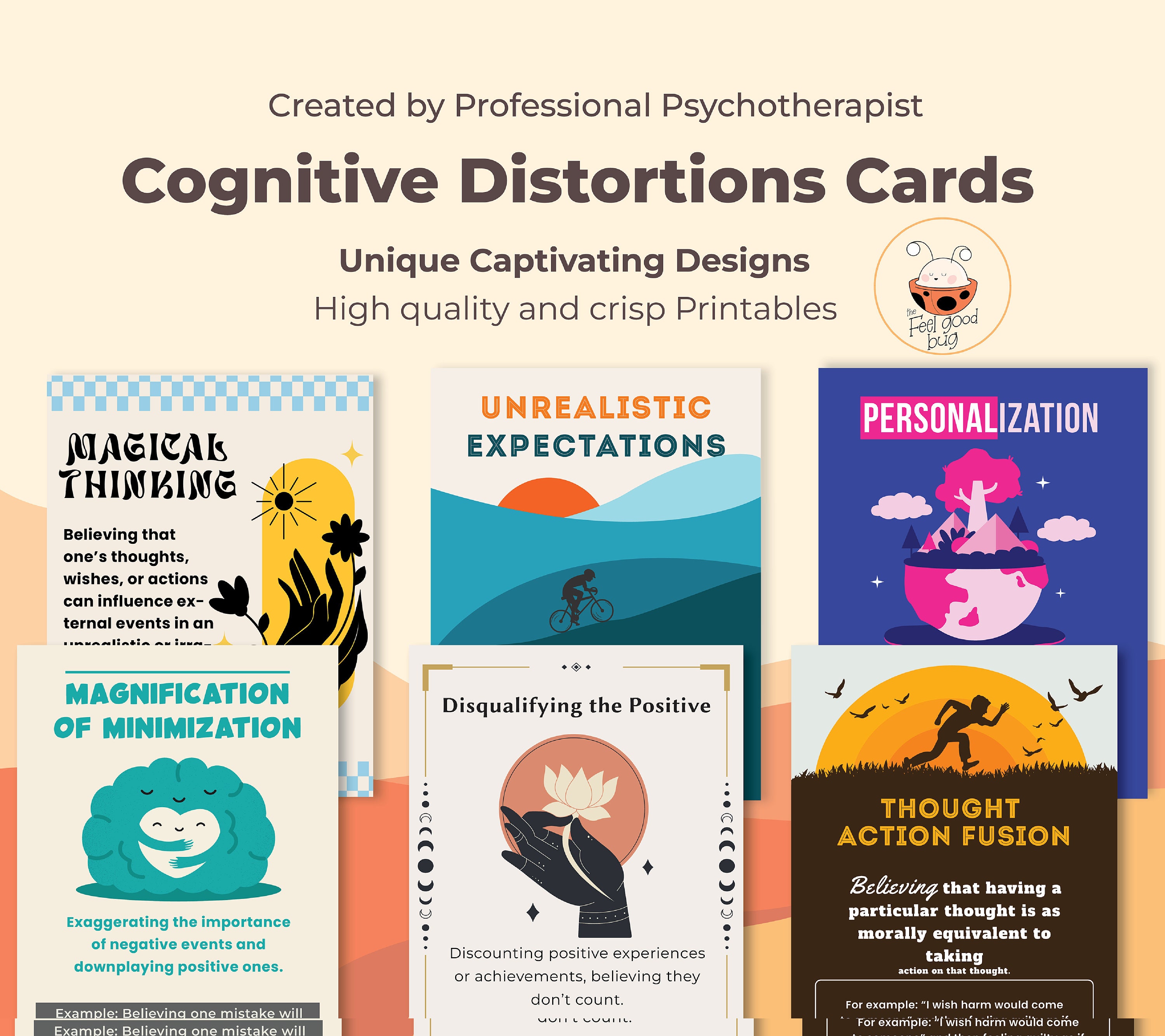 Thinking Error Flash Cards Cognitive Distortion Cards CBT Thinking ...