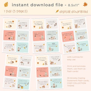 Anxiety Coping Cards Kids Therapy Tools CBT Mental Health Grounding ...