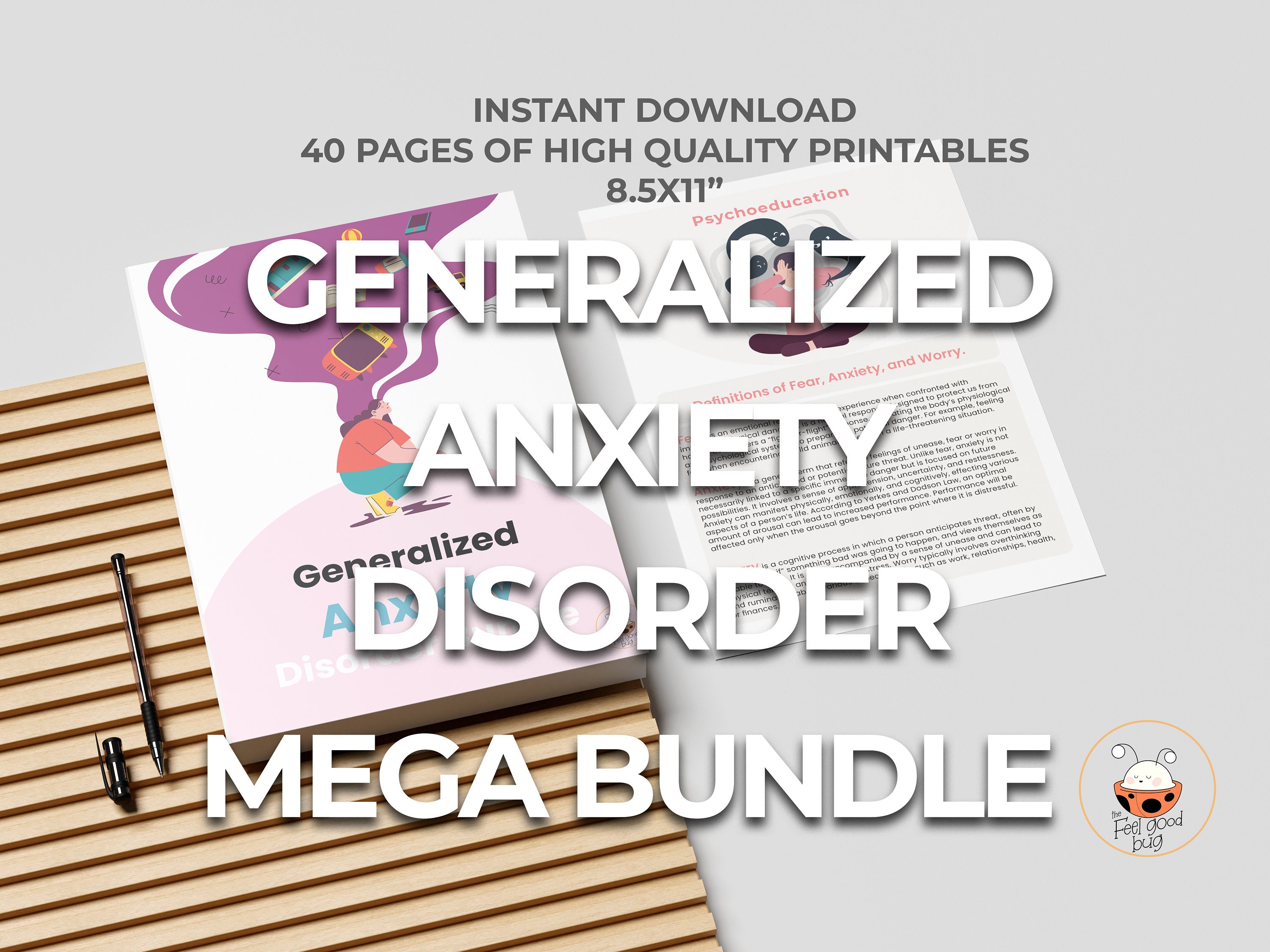 Anxiety Mega Bundle CBT Therapy Worksheets Anxiety Symptom Tracker ...