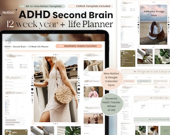 The Ultimate Life Planner Notion Template 12 Week Year Notion Notion Planner 2024 Adhd Aesthetic ...