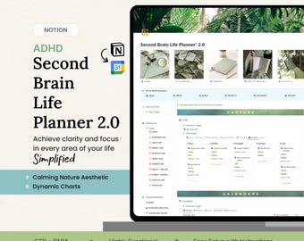 Notion Template Second Brain All in One Notion Dashboard ADHD Personal Planner Lifestyle Planner ...