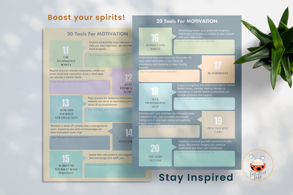 Motivation Hacks Printable Pdf Tools Motivation Worksheets for Mental ...