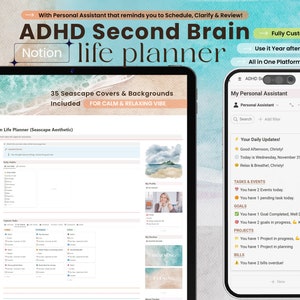 ADHD Notion Template Second Brain Notion ADHD Digital Planner All in ...