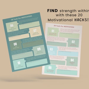 Motivation Hacks Printable Pdf Tools Motivation Worksheets for Mental ...
