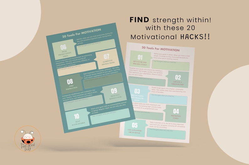 Motivation Hacks Printable Pdf Tools Motivation Worksheets for Mental ...