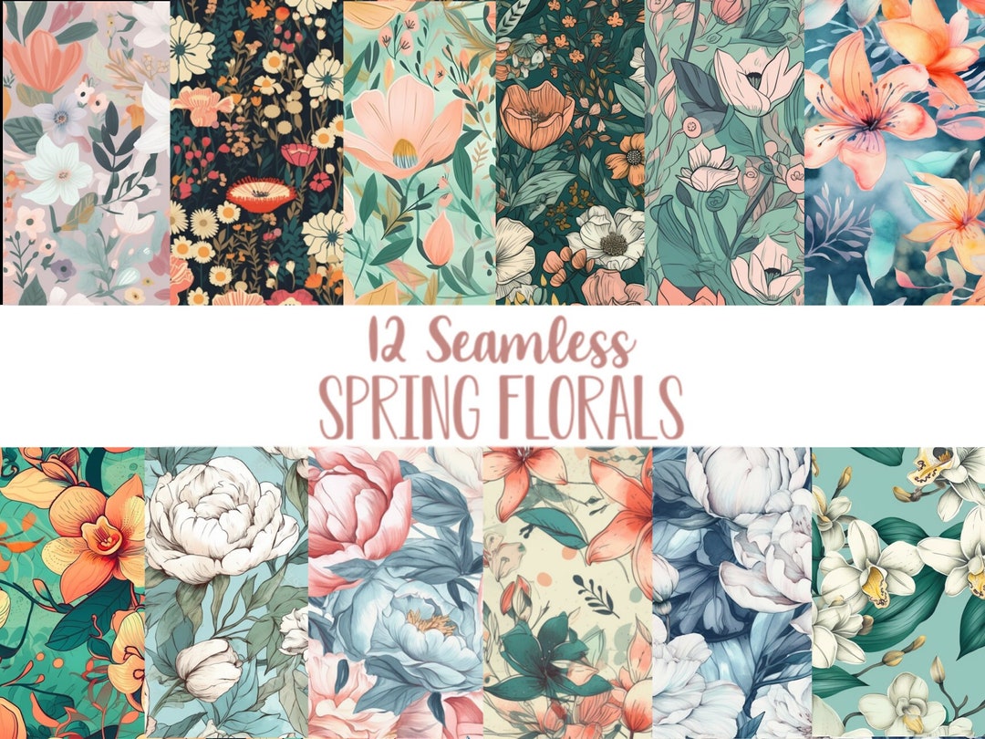 Spring Floral Digital Paper Pack, Seamless Patterns, Spring Floral ...