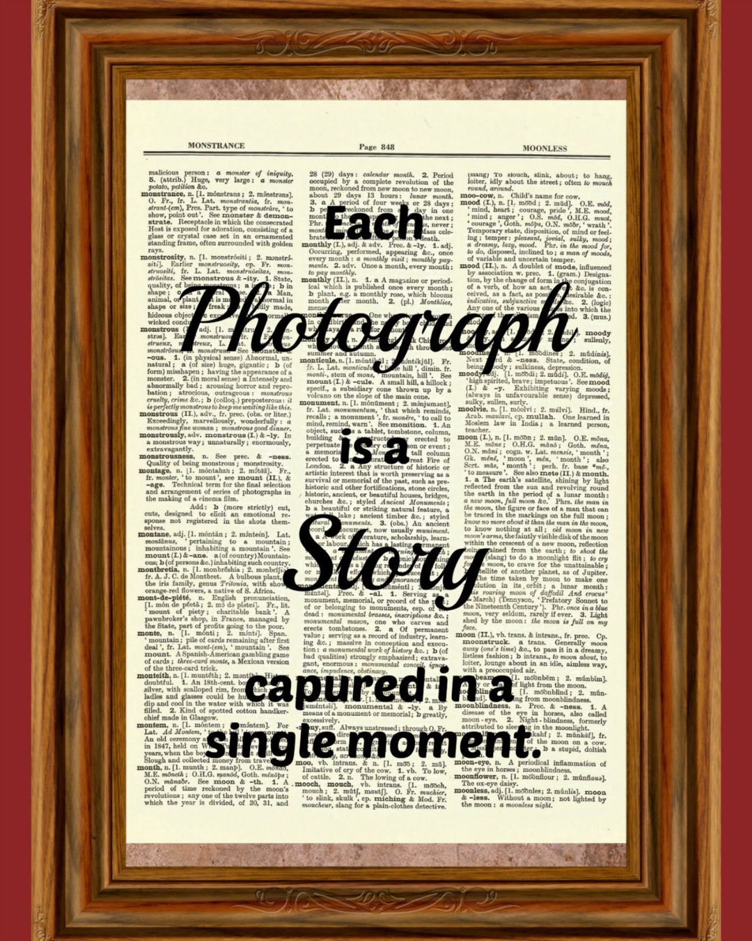 Each Photograph is A Story, Vintage Dictionary Art Print, Picture ...
