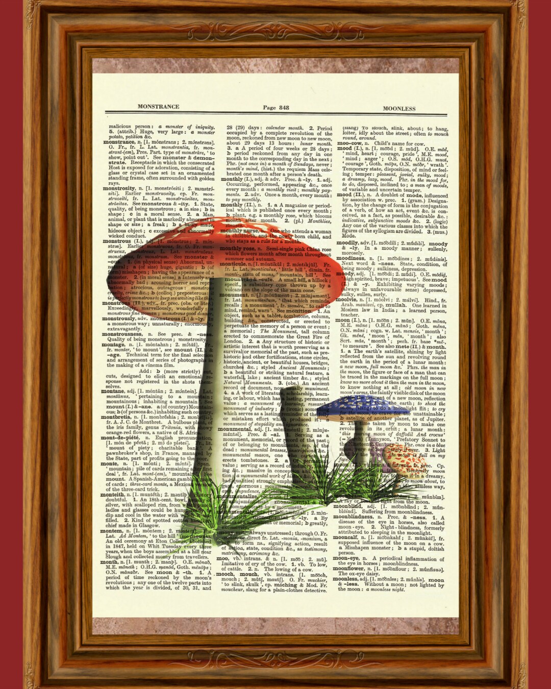 Mushrooms Vintage Dictionary Art Print, Picture, Upcycled Antique Gift ...