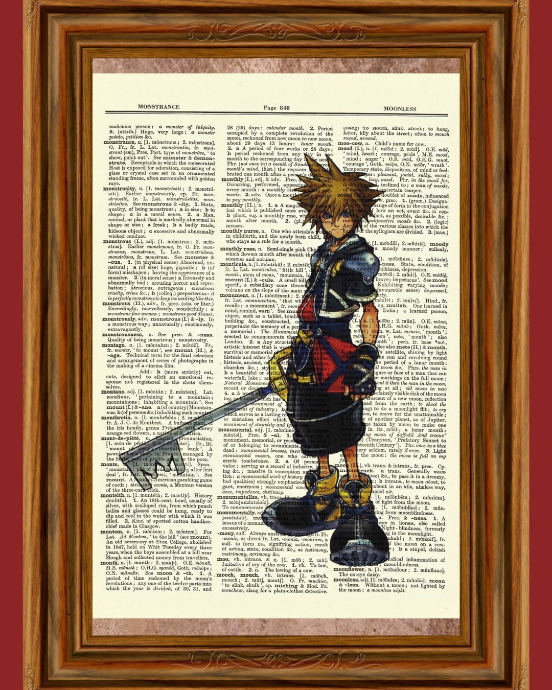 Sora, Kingdom Hearts, Dictionary Art Print, Picture, Upcycled Antique ...
