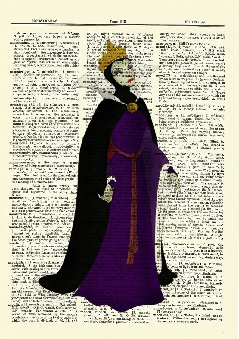 Evil Queen Snow White Villains Vintage Dictionary Art - Etsy