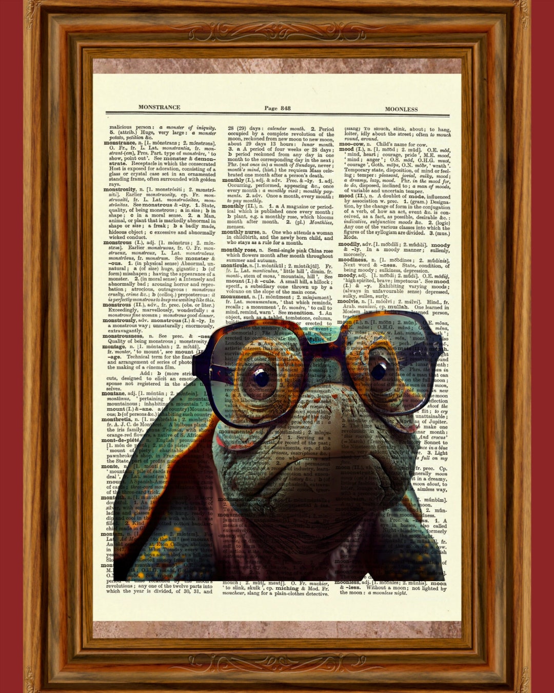 Smart Turtle, Vintage Dictionary Art Print, Picture, Book Upcycled ...