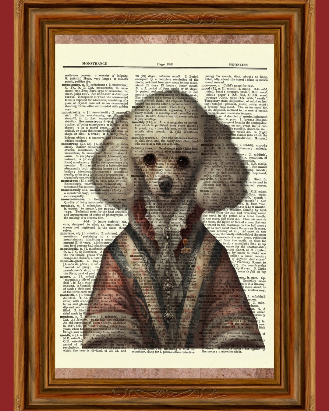 Victorian Poodle, Dog, Vintage Dictionary Art Print, Picture, Book ...