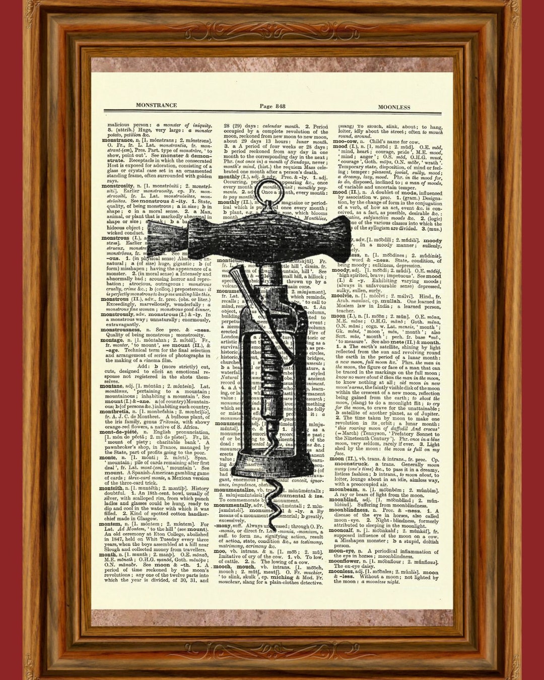 Cork Screw Vintage Dictionary Art Print, Picture, Upcycled Antique Gift ...