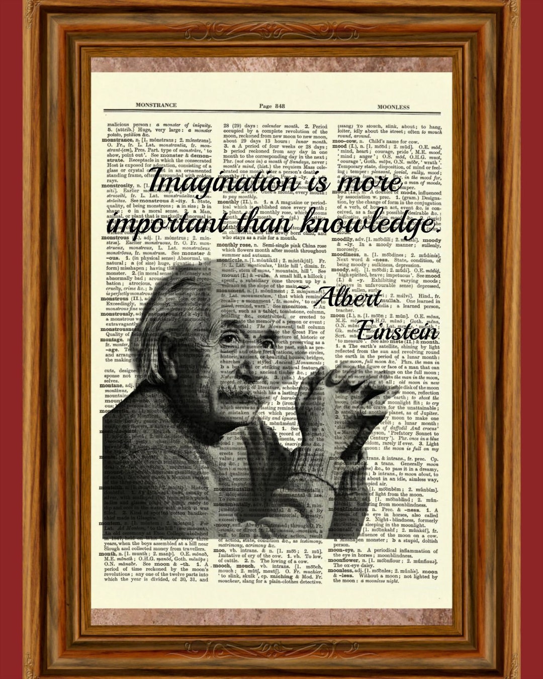 Albert Einstein, Vintage Dictionary Art Print, Picture, Upcycled Gift ...