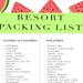 The ULTIMATE Resort Packing List | Printable - Etsy