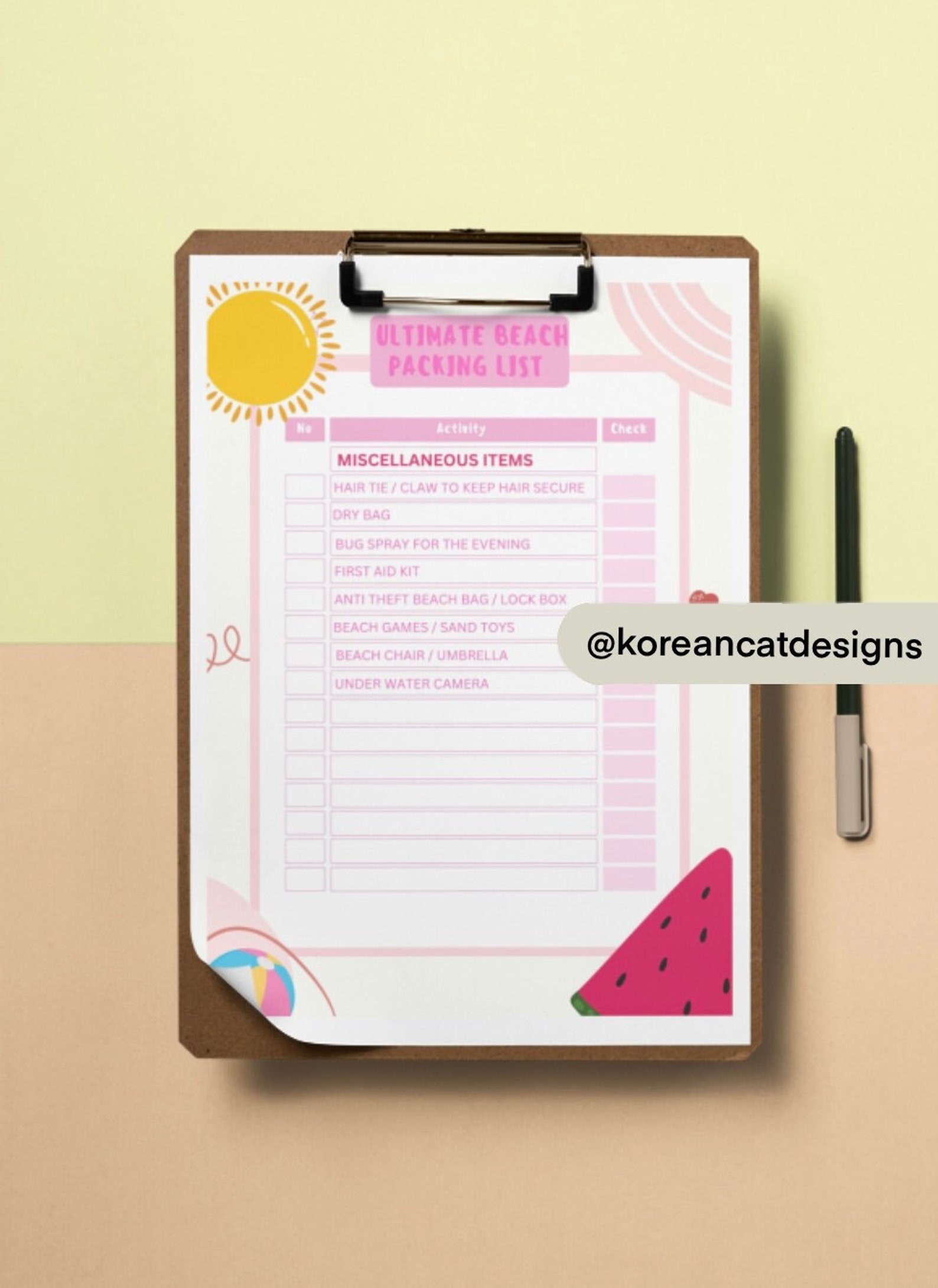 The ULTIMATE Beach Packing Checklist | Organisation , Travel, Summer - Etsy