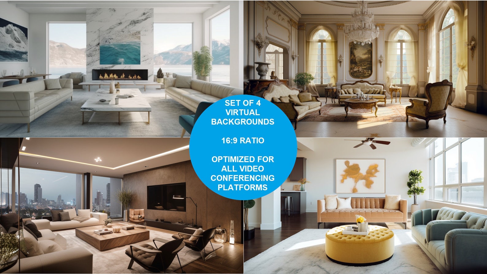 Zoom Virtual Backgrounds Home Background Bundle Backdrop Office ...