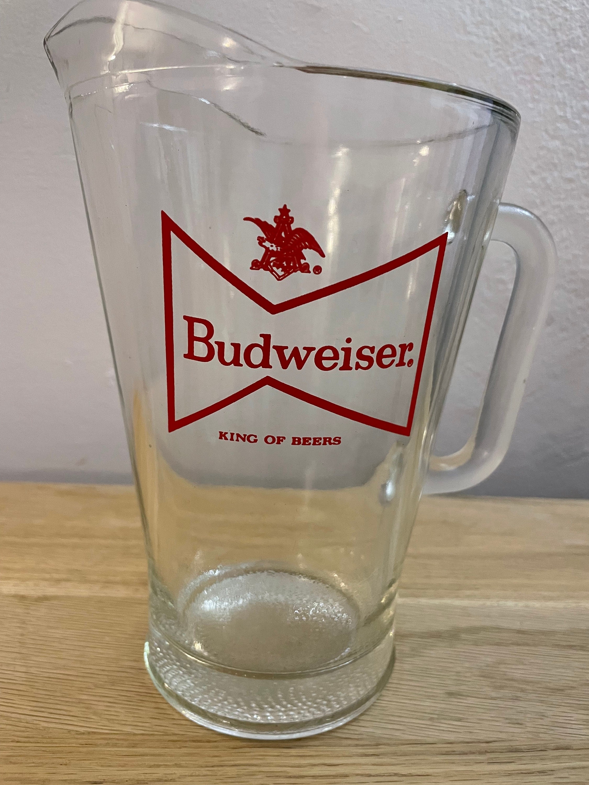 Vintage Budweiser Red Label Heavy Beer Pitcher With Pebbled Base 1950 ...