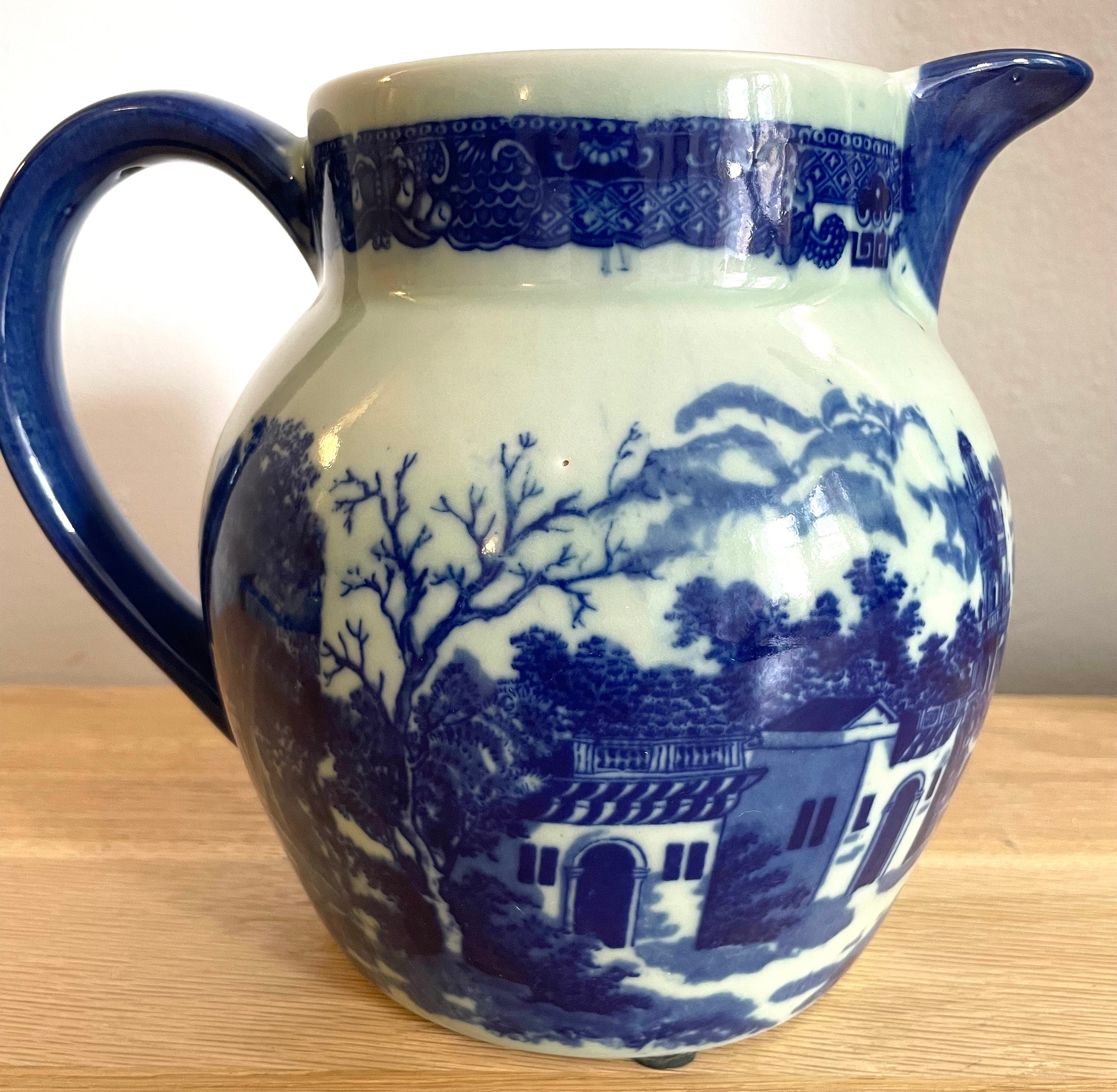 Vintage Victoria Ware Ironstone Pitcher With Blue and White Old World ...