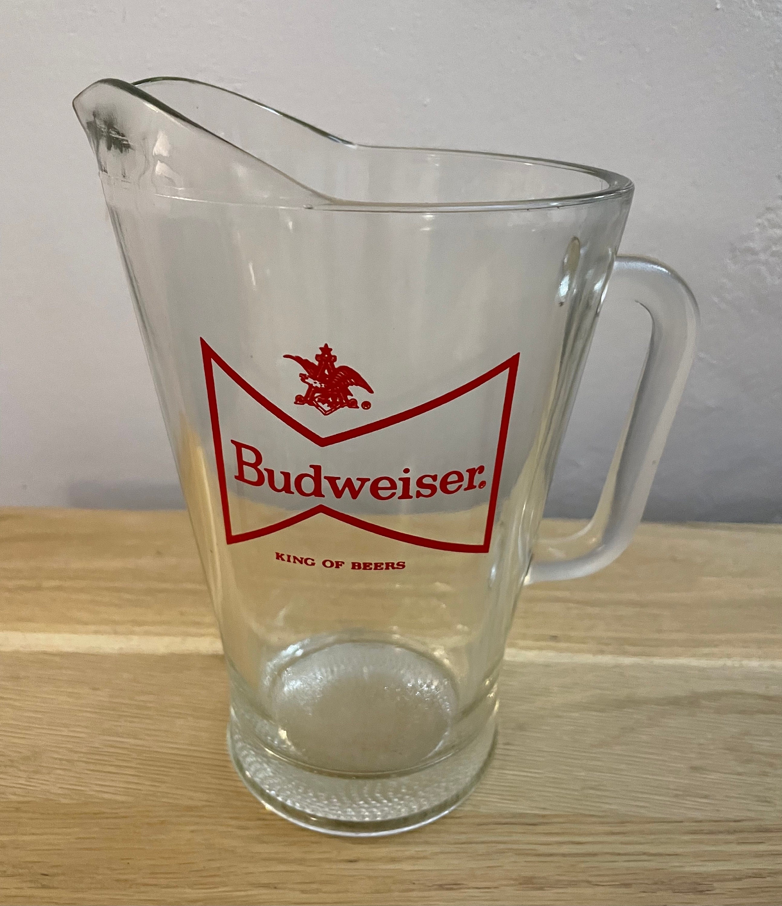 Vintage Budweiser Red Label Heavy Beer Pitcher With Pebbled Base 1950 ...