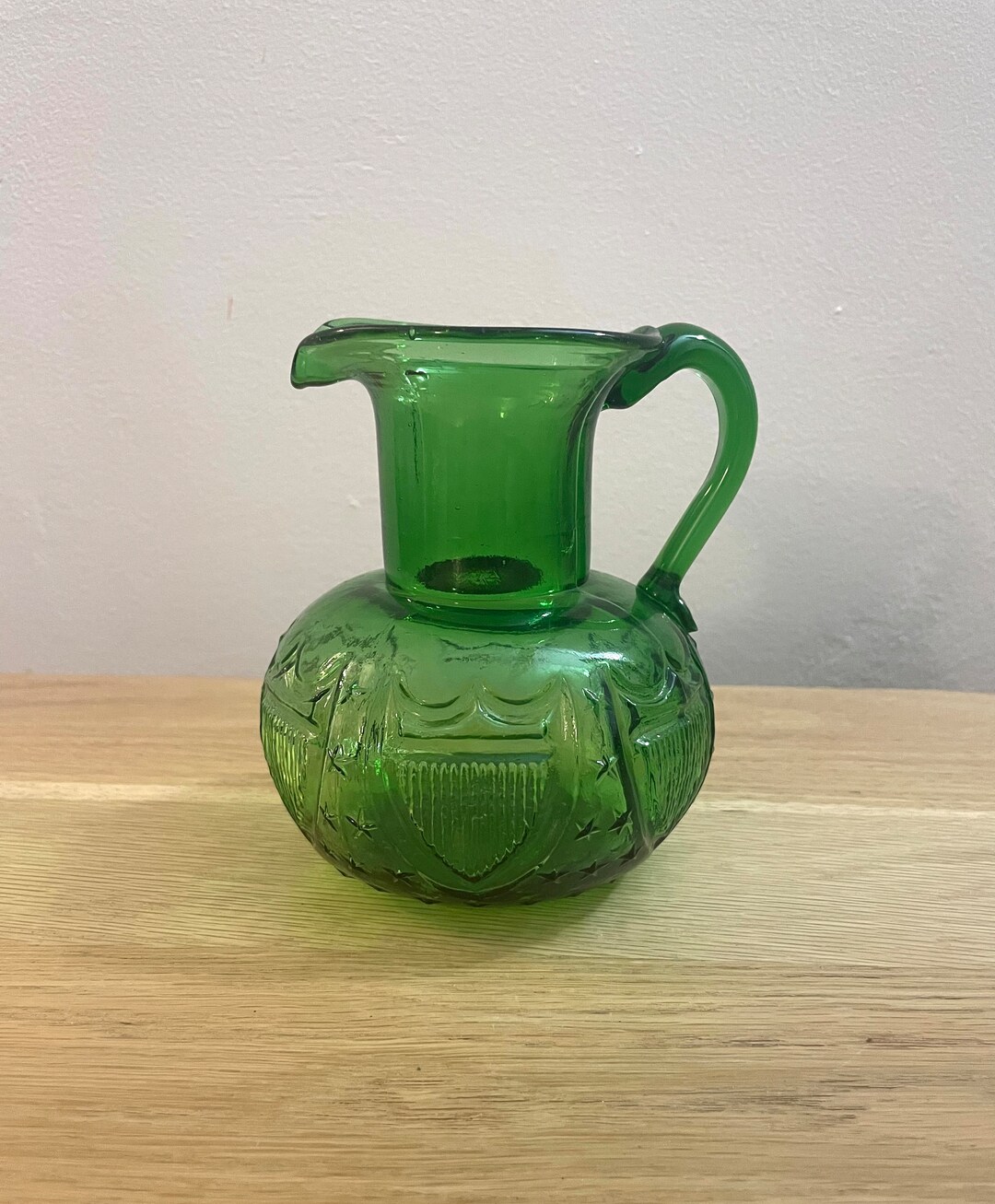 Vintage Clevenger Brothers Hand Blown Green Glass Star and Shield ...