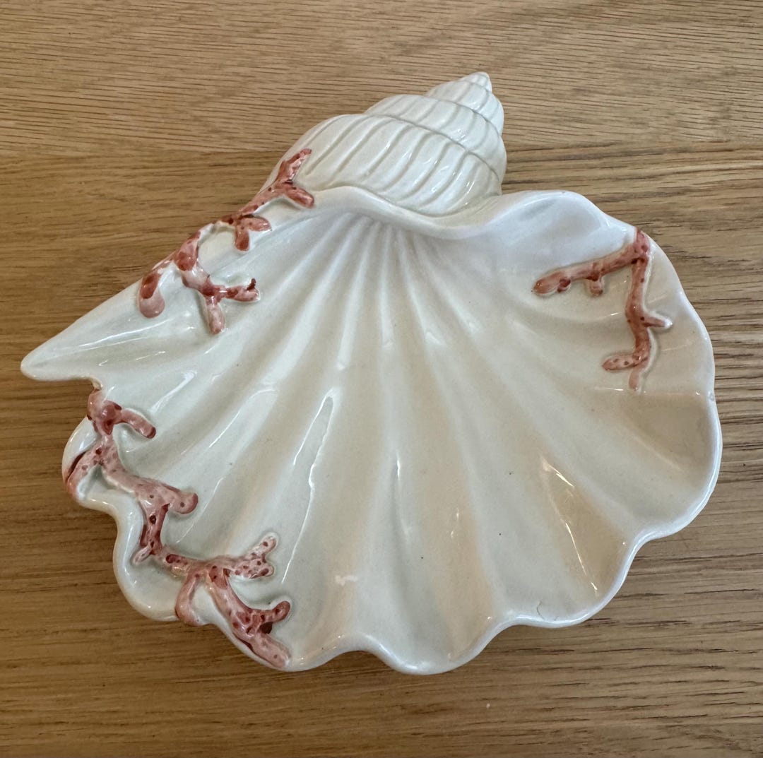 Vintage Fitz &floyd Oceana Shell Shaped Ceramic Dish - Etsy