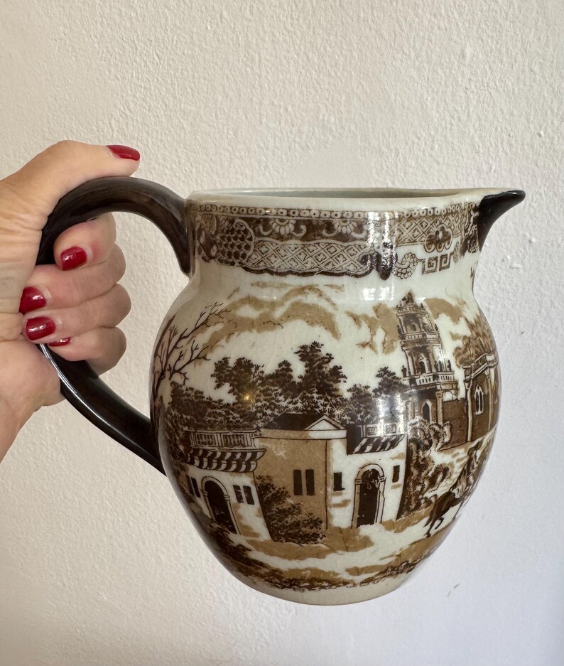Vintage Brown and White Victoria Ware Ironstone Pitcher,transferware - Etsy