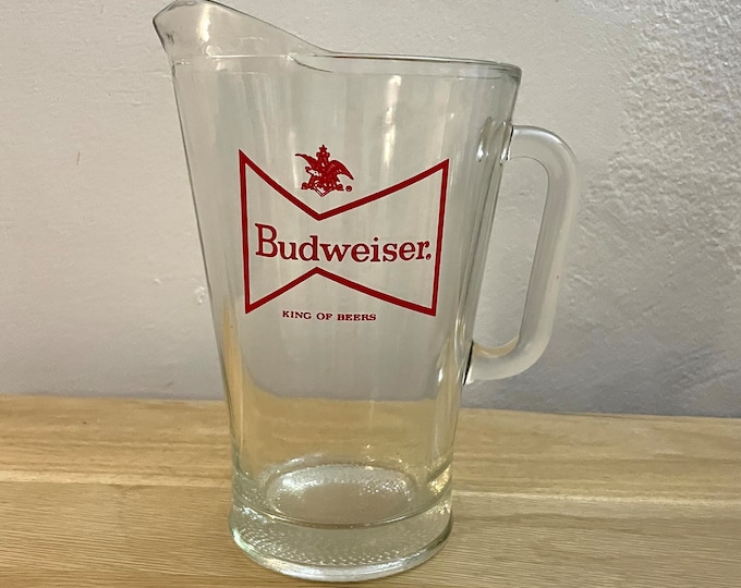 Vintage Budweiser Red Label Heavy Beer Pitcher With Pebbled Base 1950 ...