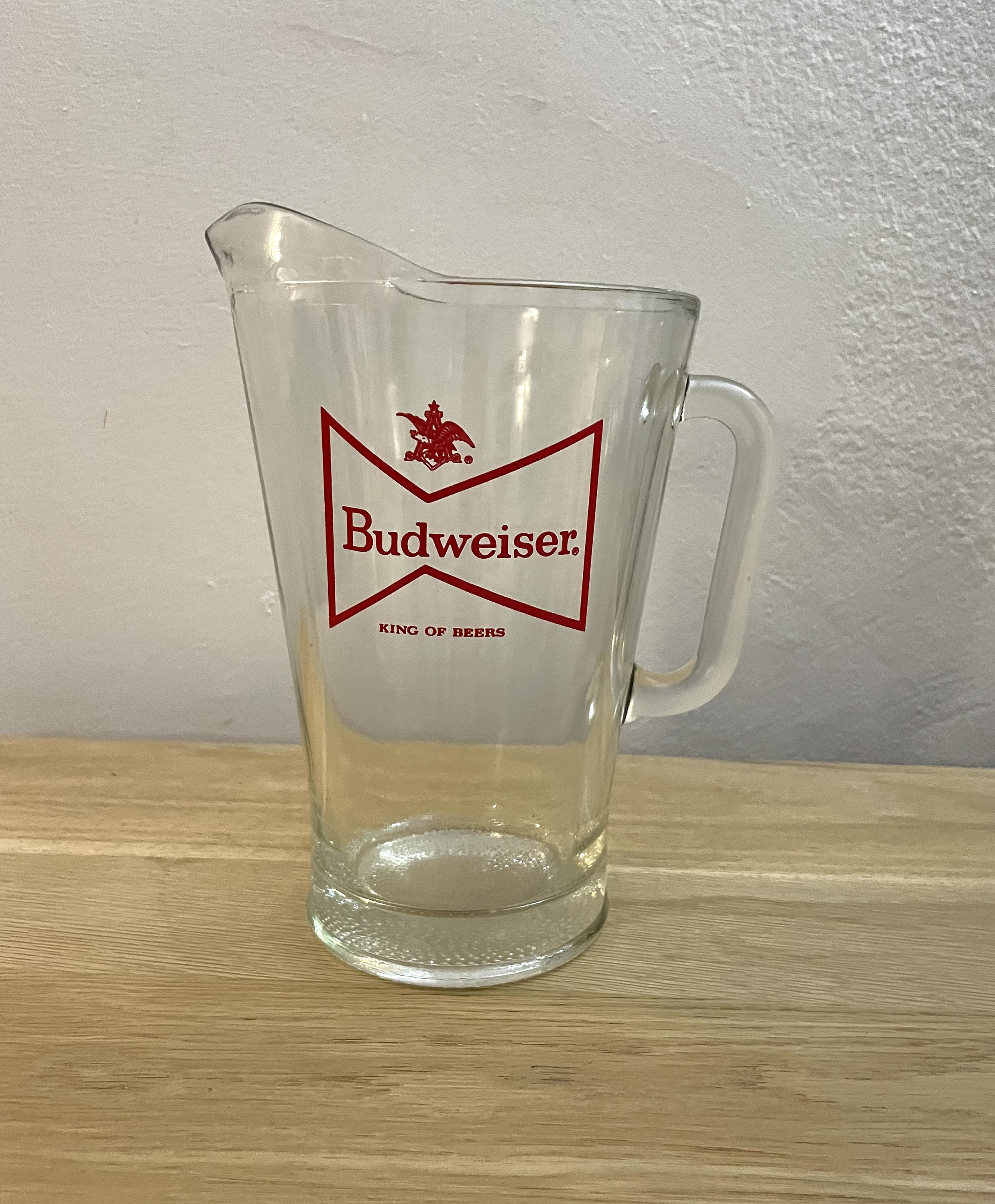 Vintage Budweiser Red Label Heavy Beer Pitcher With Pebbled Base 1950 ...