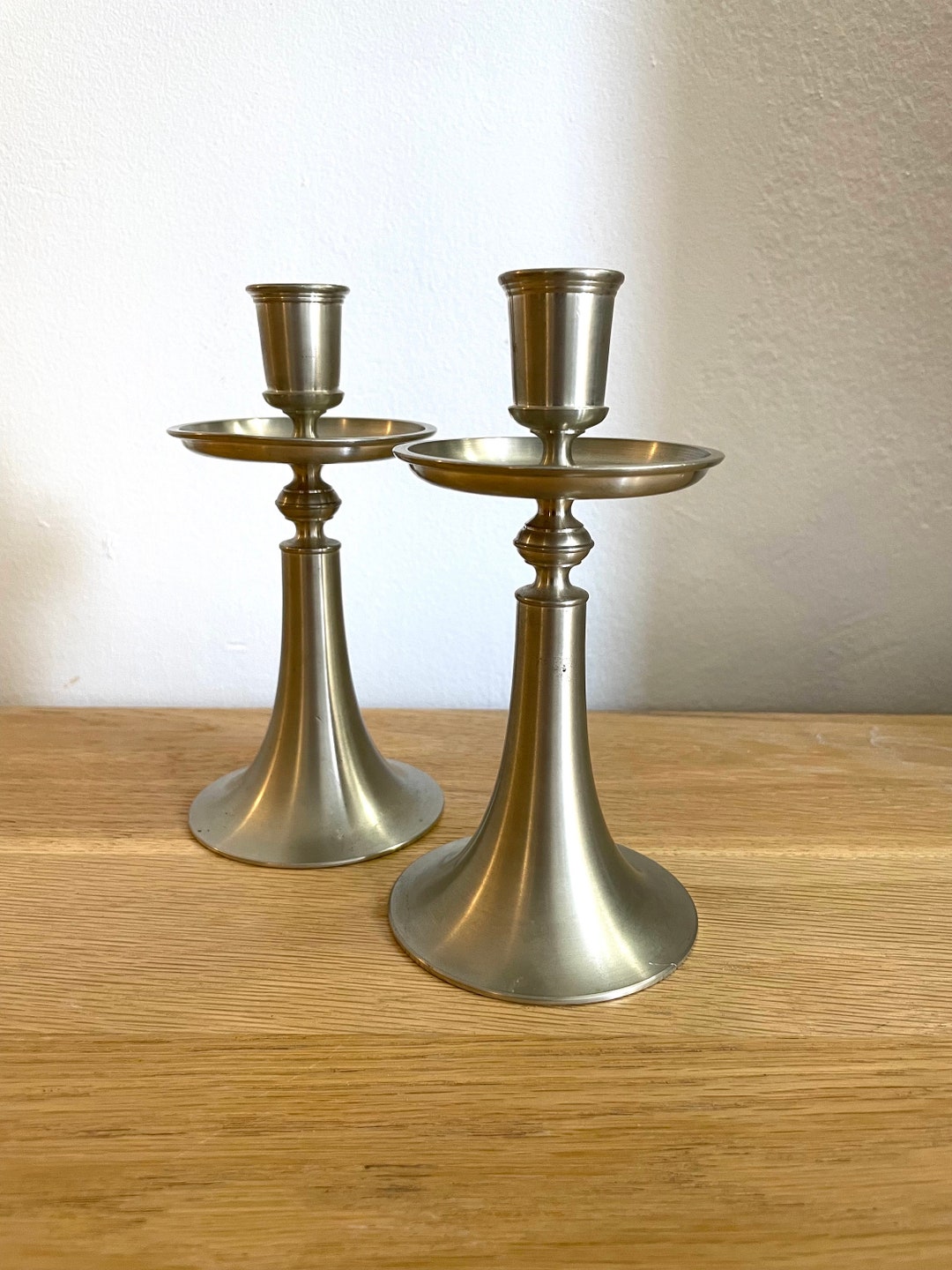 Vintage Mid-century Selangor Pewter Candlesticks Pair - Etsy