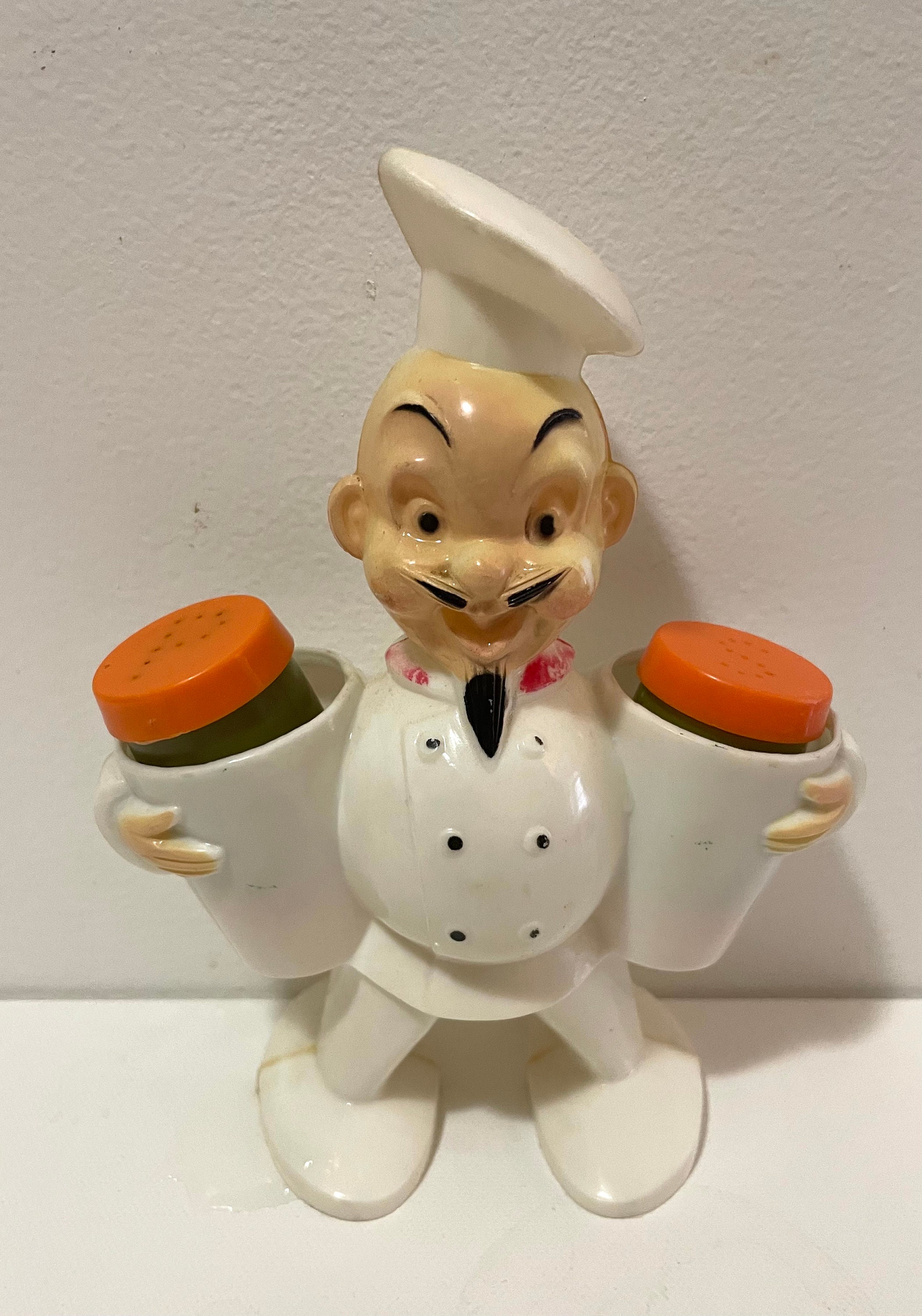 Mid Century Jolly Chef Salt and Pepper Holder - Etsy