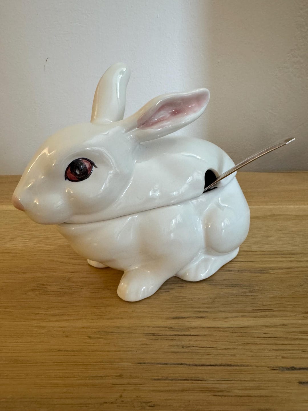 Vintage Bordallo Portugal Bunny Rabbit Sugar Bowl or Condiment Serving ...