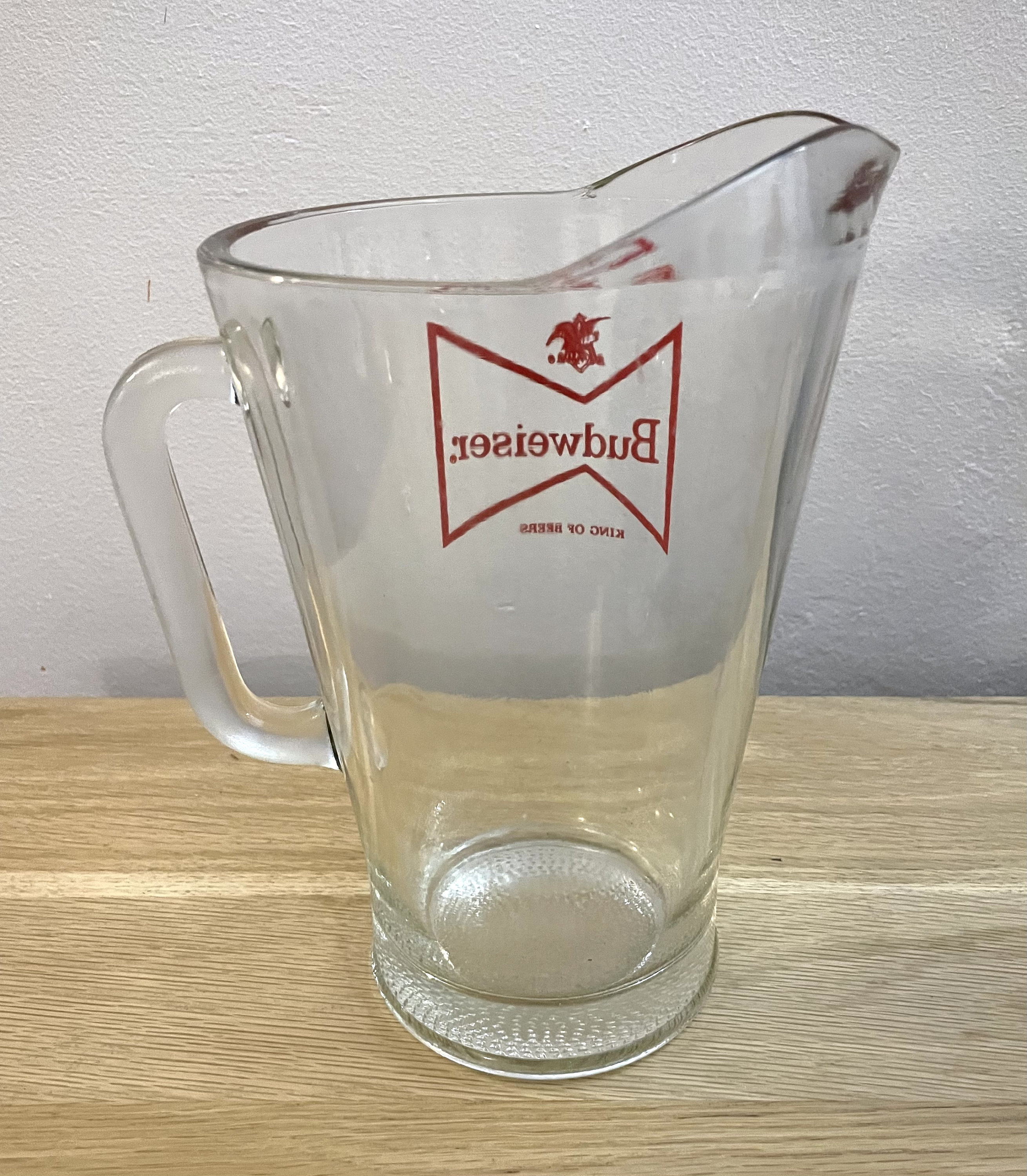 Vintage Budweiser Red Label Heavy Beer Pitcher With Pebbled Base 1950 ...