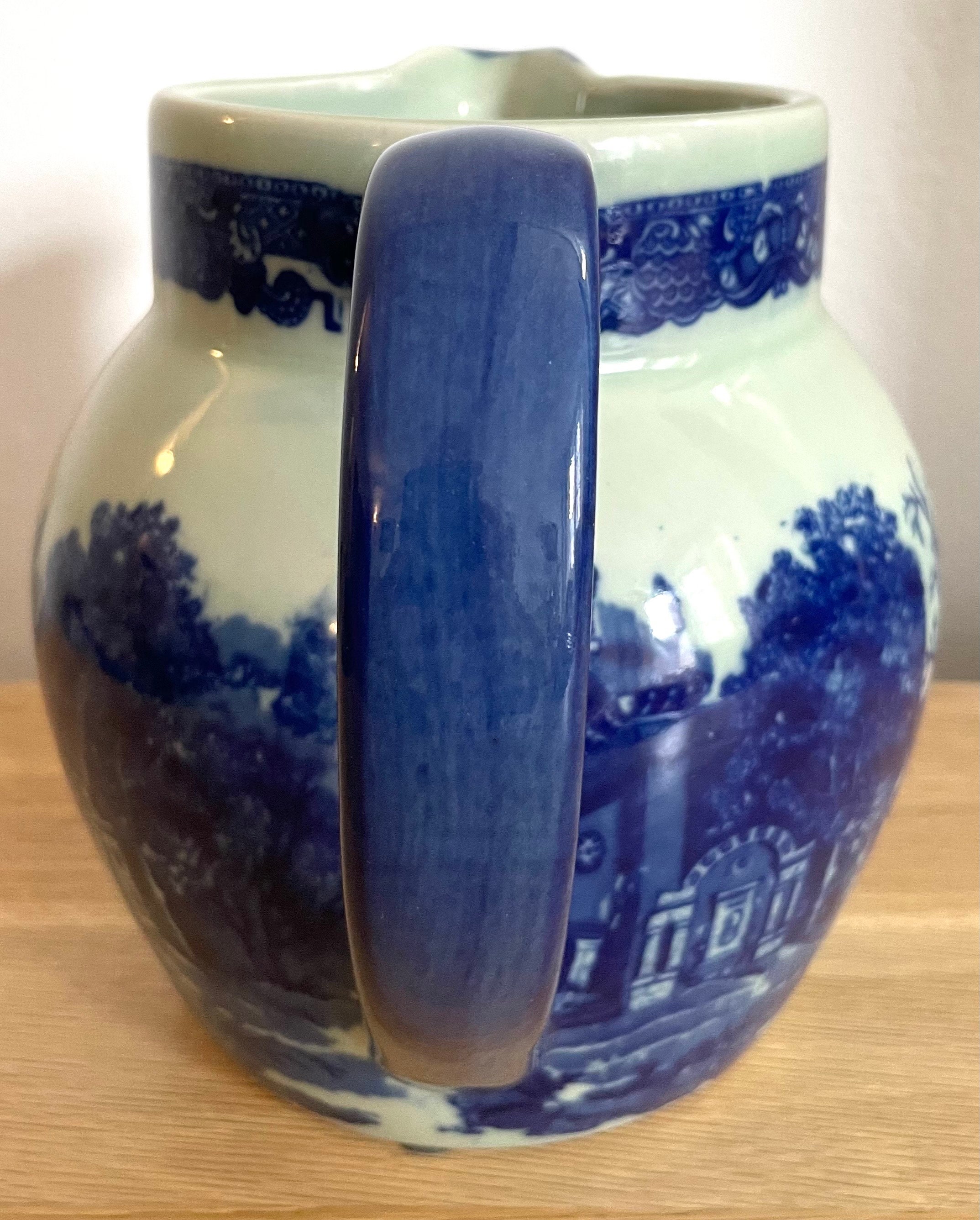 Vintage Victoria Ware Ironstone Pitcher With Blue and White Old World ...