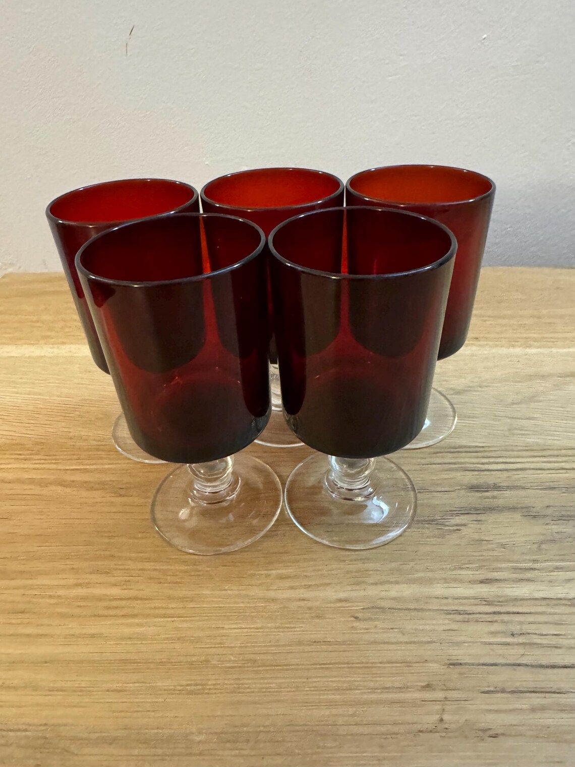 Vintage Ruby Red Glasses, Set of 5 , 4 Oz French Arcoroc Aperitif ...